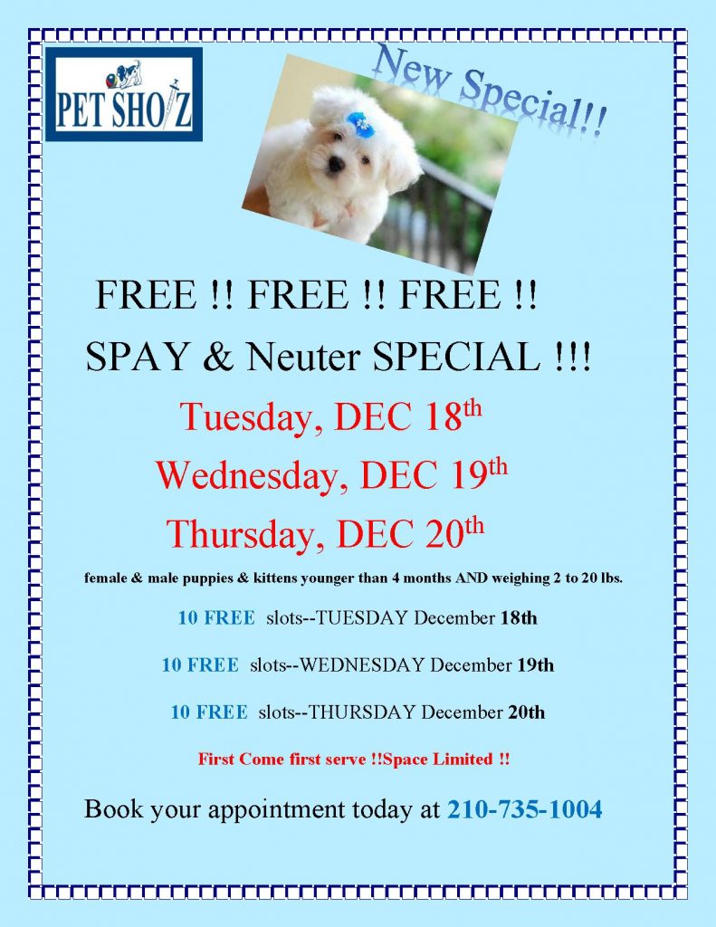 SPAY NEUTER SCOOTER SpecialsFlyerDEC2018 | Pet Shotz, Inc.