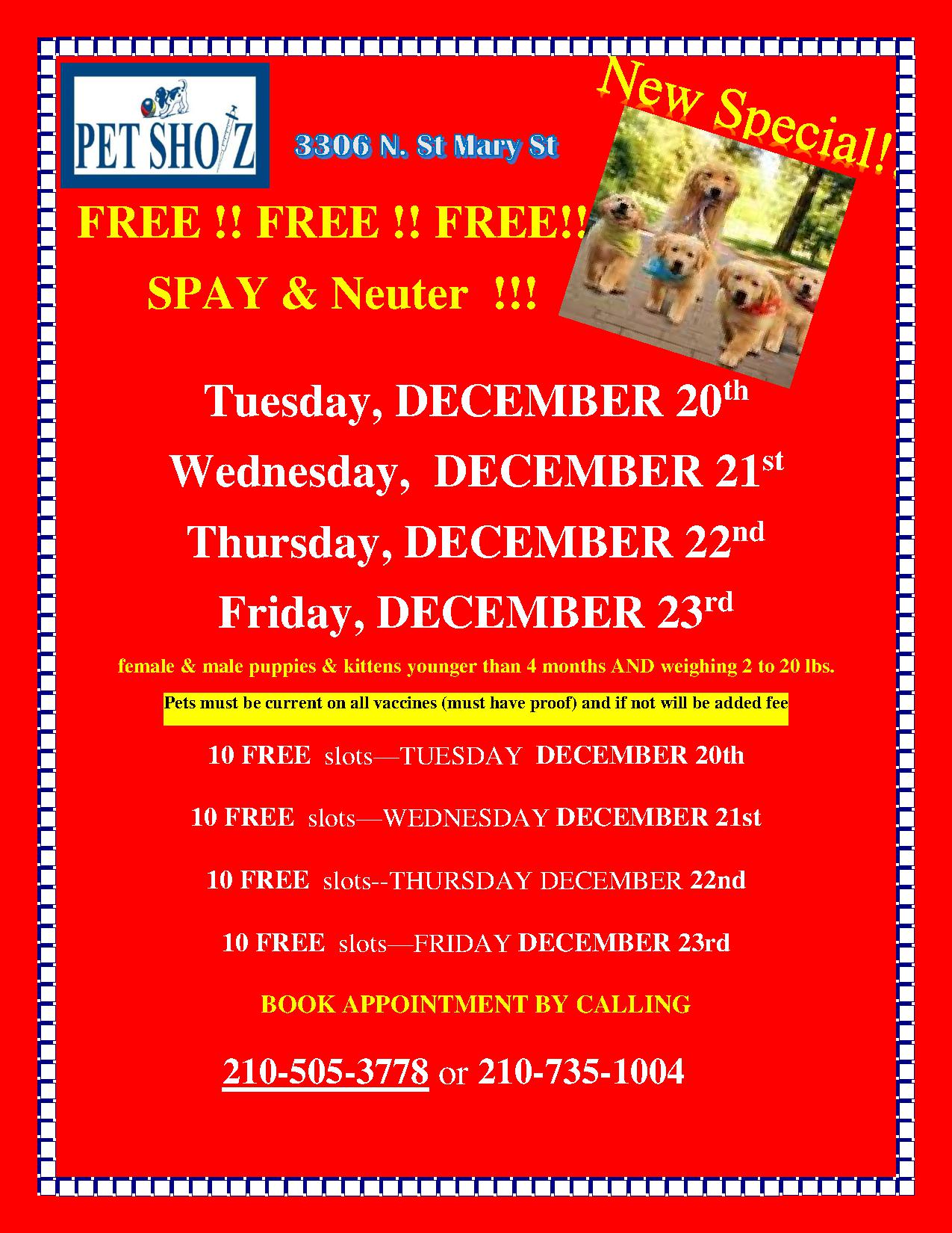 SPAY NEUTER SCOOTER SpecialsFlyer DECEMBER 20- DECEMBER 23 2022 | Pet ...